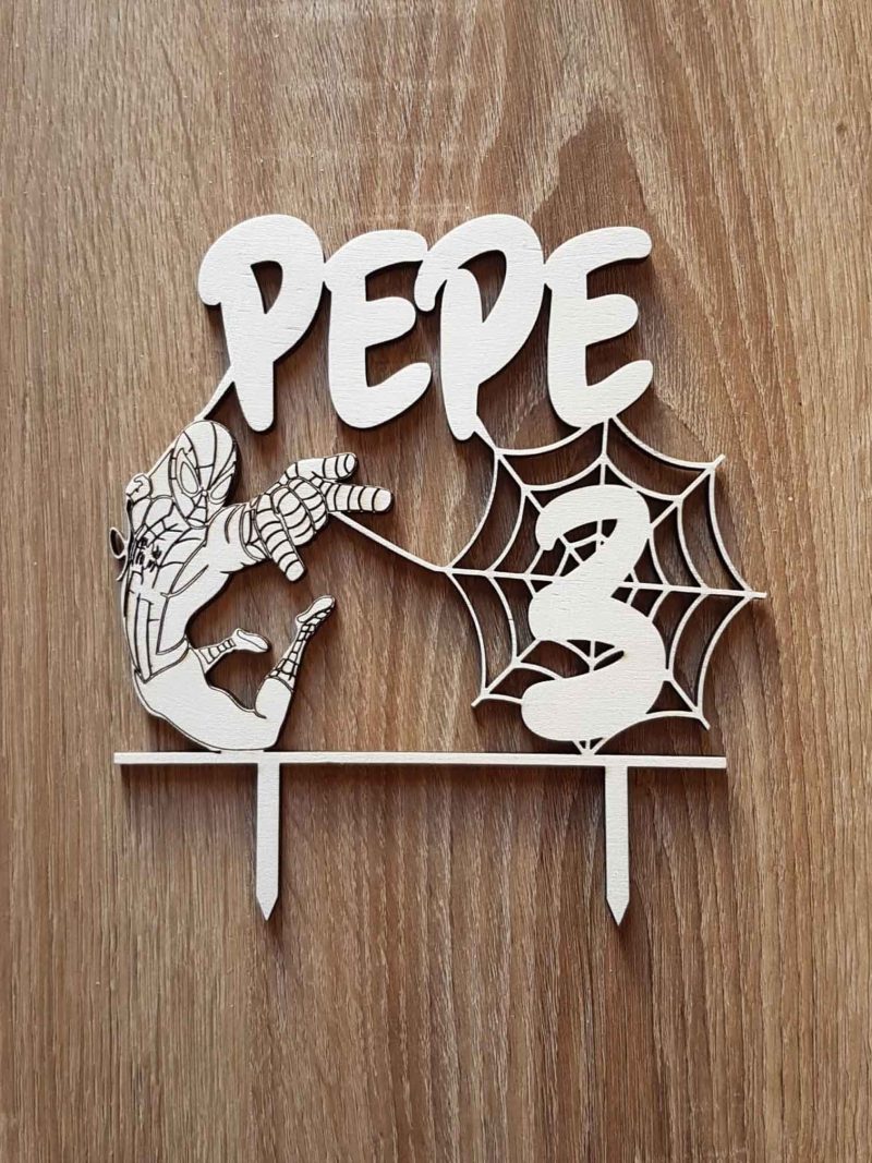 Topper con nombre y edad ”Telaraña” – El Cajón de las Manualidades
